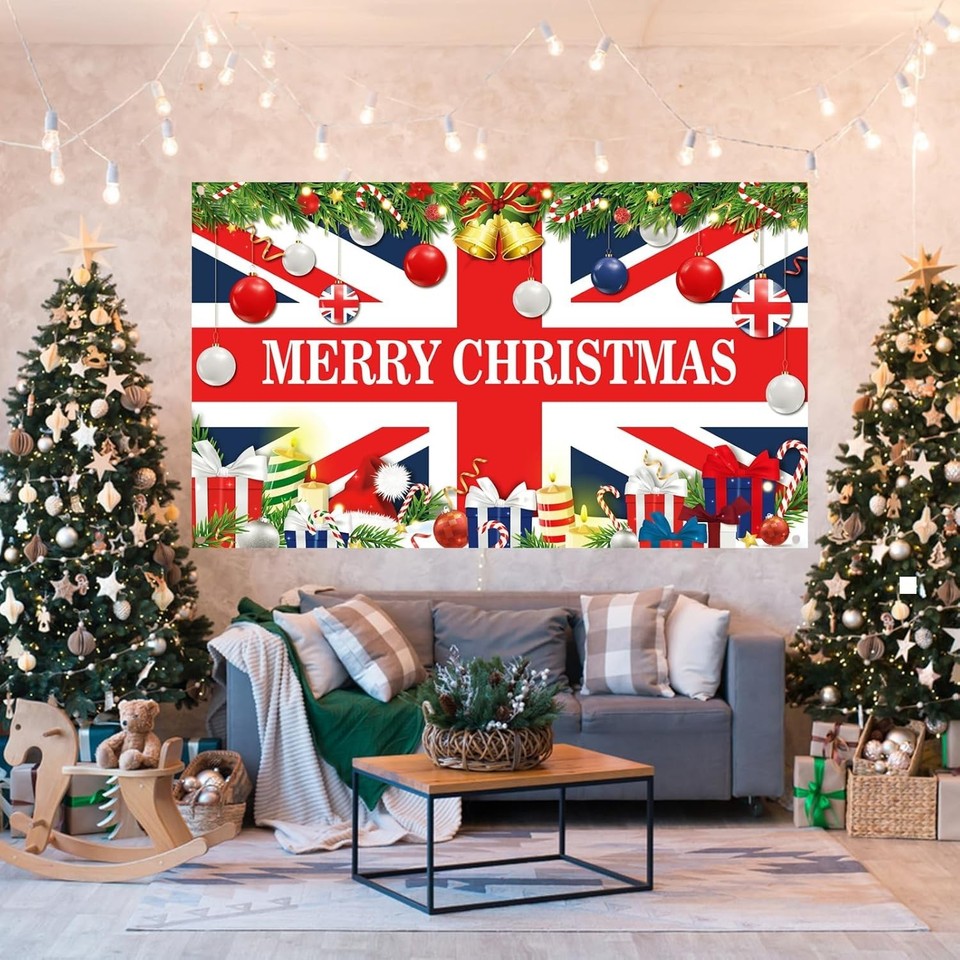 Christmas Flag 5ft x 3ft with eyelets - Christmas Banner - Union Jack ...