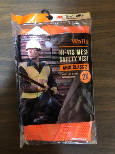 Walls Mens Hi Vis Mesh Safety Vest Size 2X | eBay