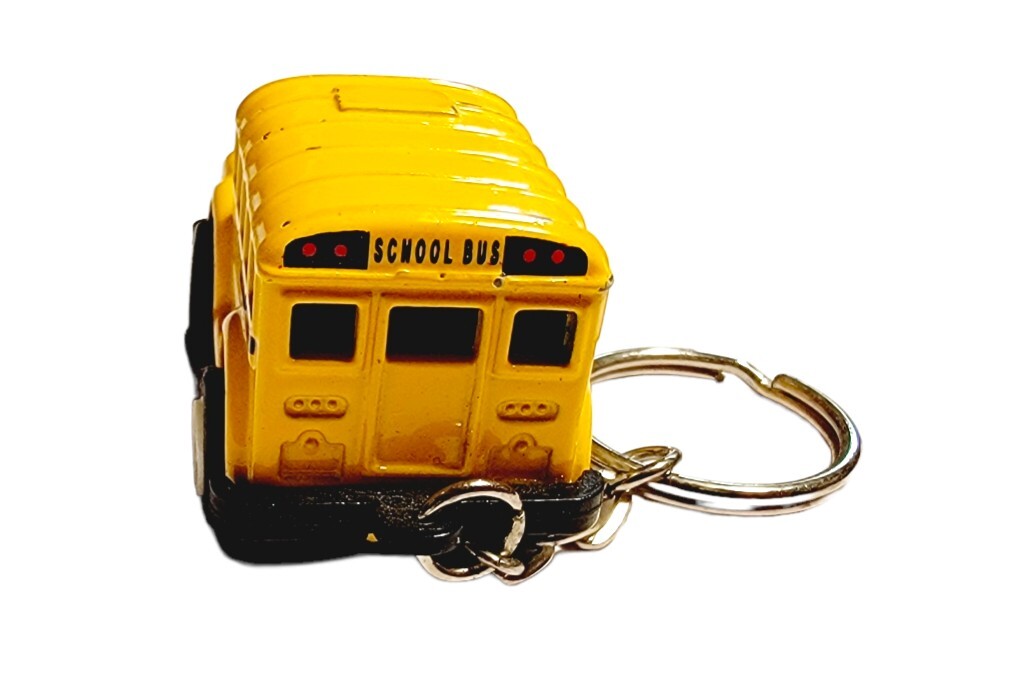 School Bus Keychain Yellow Moving Wheels Keyring Children's Driver Long ...