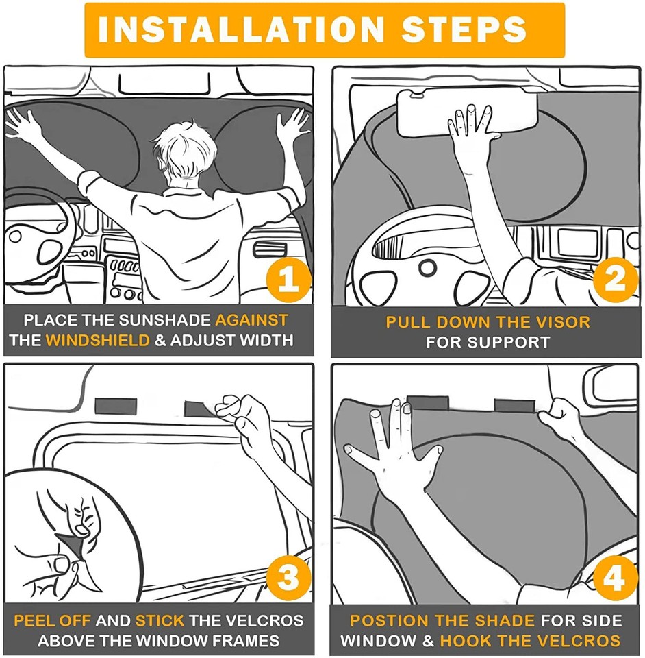 For Volvo Semi-Truck Windshield Side Window Sun Shade Foldable UV Block ...