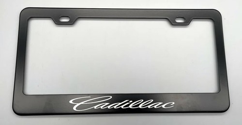 Cadillac Black License Plate Frame Stainless Steel with Laser Engraved ...
