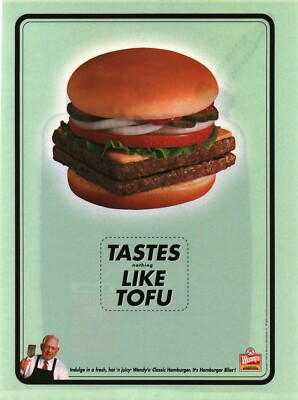 2000 VINTAGE PRINT AD - WENDY'S FAST FOOD AD - TASTES nothing LIKE TOFU ...