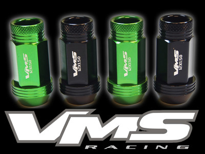 VMS RACING 20PC 48MM PREMIUM EXTENDED WHEEL LUG NUTS 12X1.5 GREEN BLACK ...