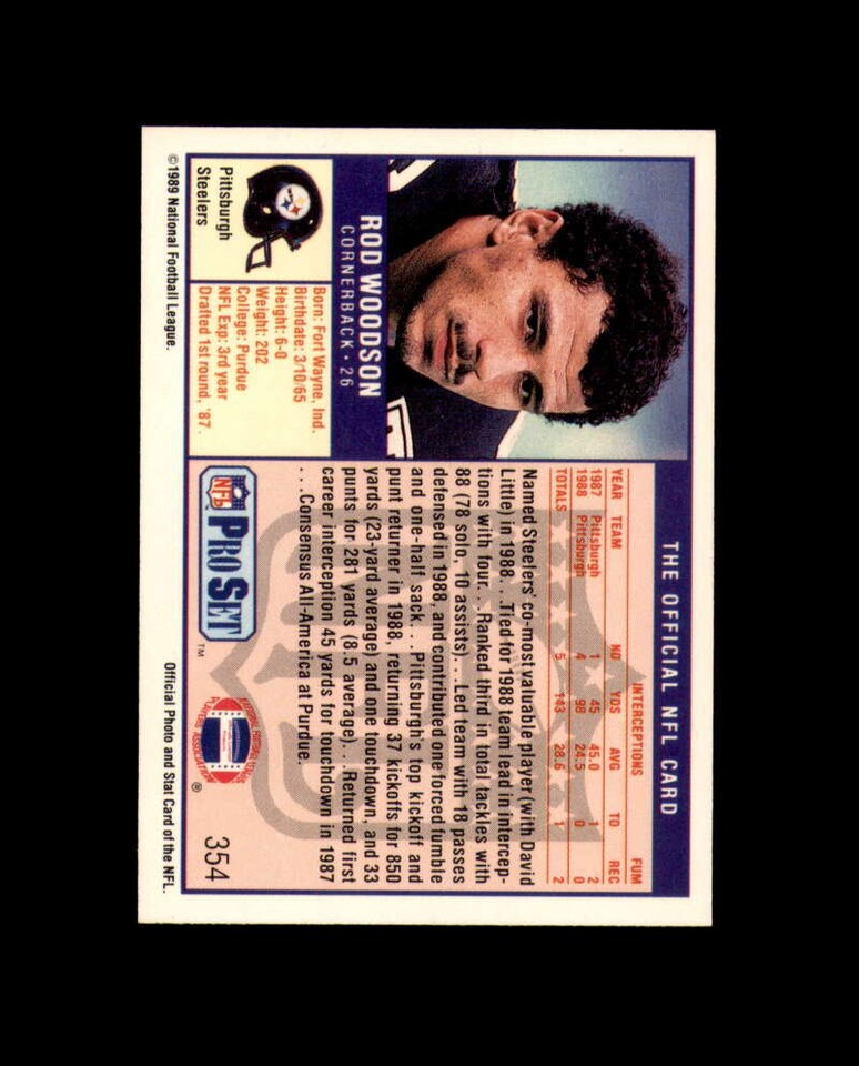 Rod Woodson Signed 1989 Pro Set Pittsburgh Steelers Autograph | eBay