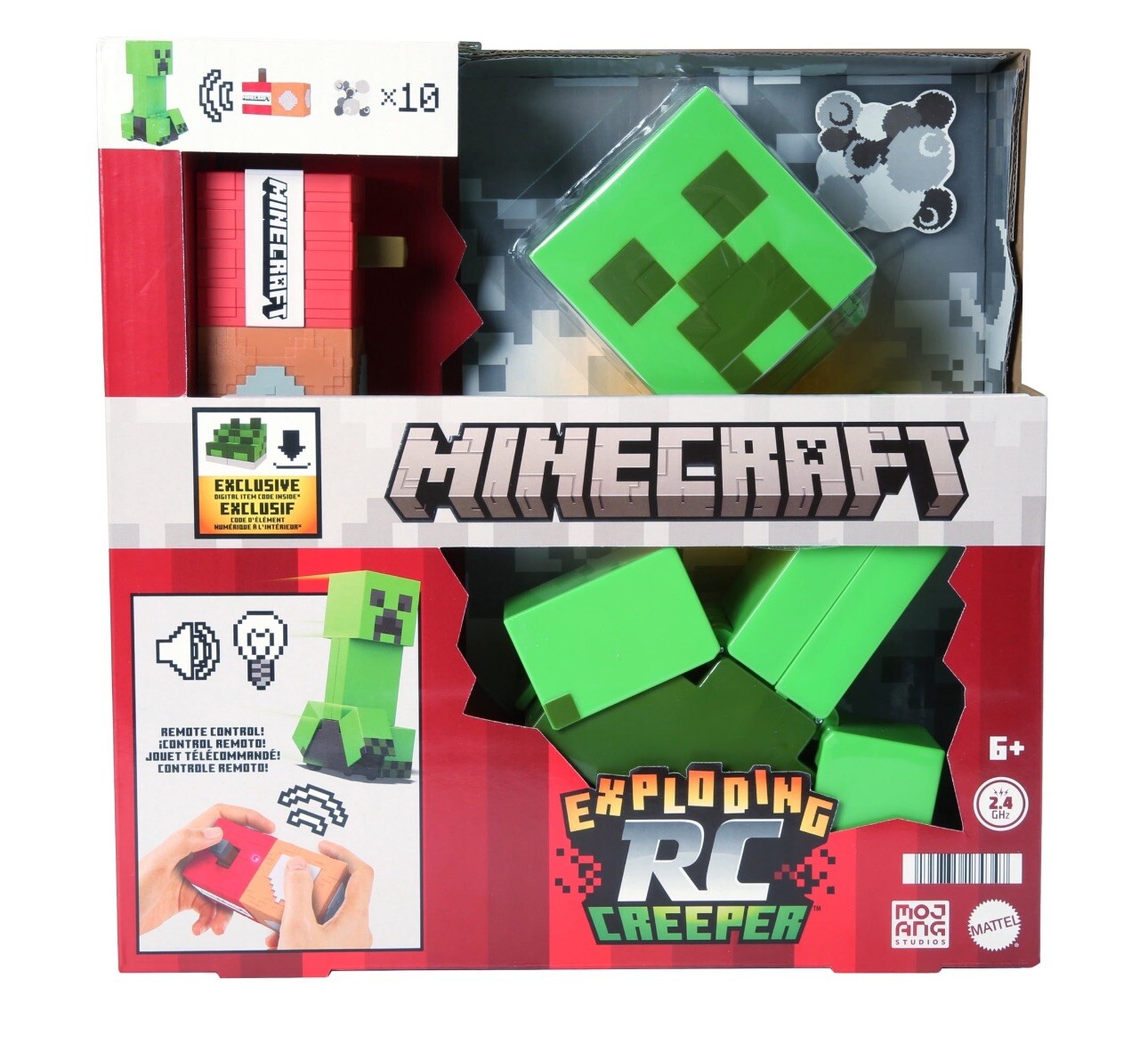 Minecraft Exploding RC Creeper Car Lights & Sounds with DLC Code Mattel ...