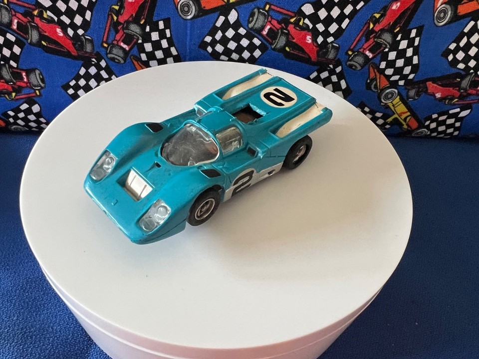 Vintage 1970 Aurora AFX Porsche 917 Blue White & Yellow White # 2 Slot ...