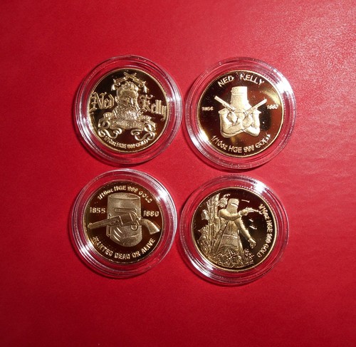 Ned Kelly Set of 4x Coins Finished in 999 24K GOLD Limited | eBay Australia