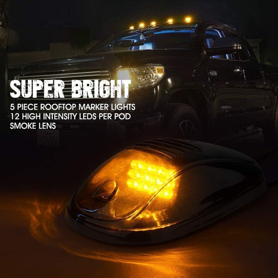 5pcs Led Top Cab Marker Roof lights Amber For 2003-2018 Dodge Ram 1500 ...