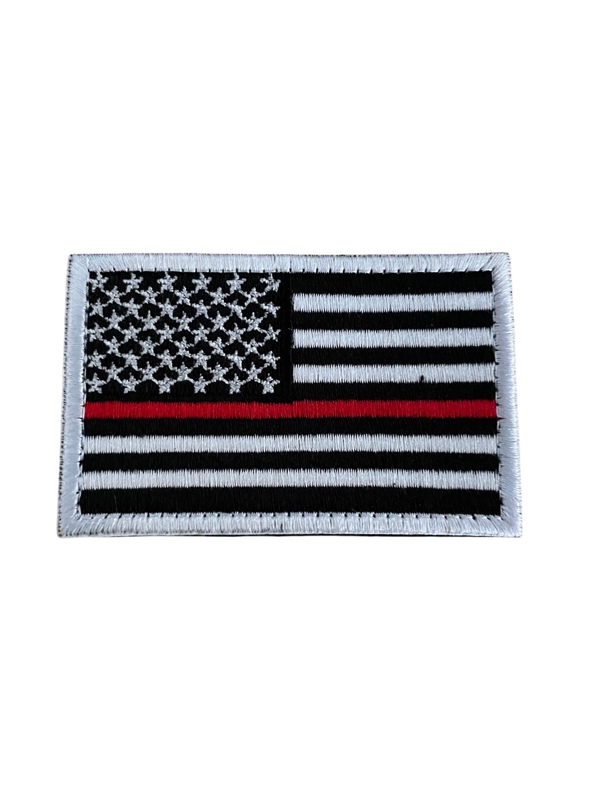 Thin Red Line Flag Embroidered Patch W/Hook N Loop Backing USA 2 Pack ...
