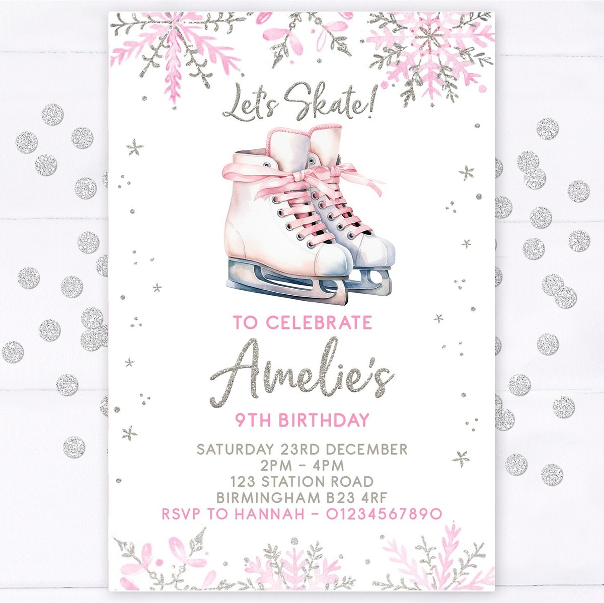Ice Skating Birthday Invitations Printable