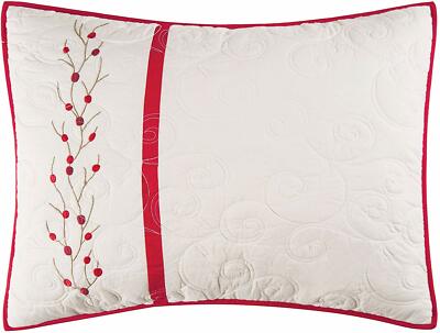 BERRY WREATH Standard PILLOW SHAM : RED WHITE COVER CHRISTMAS ...