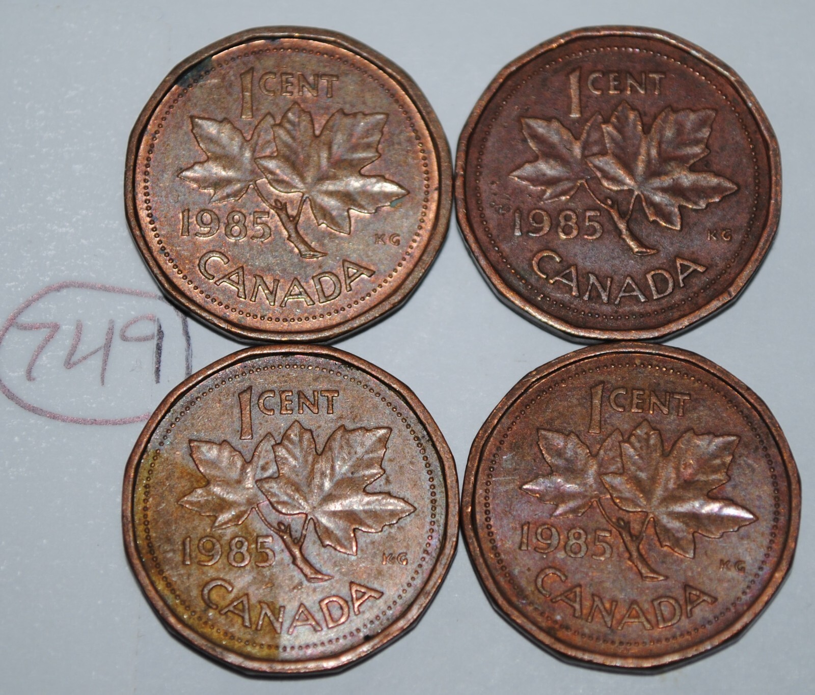 Canada 1985 x 4 1 Cent Copper Canadian Pennies Coins Lot #749 | eBay