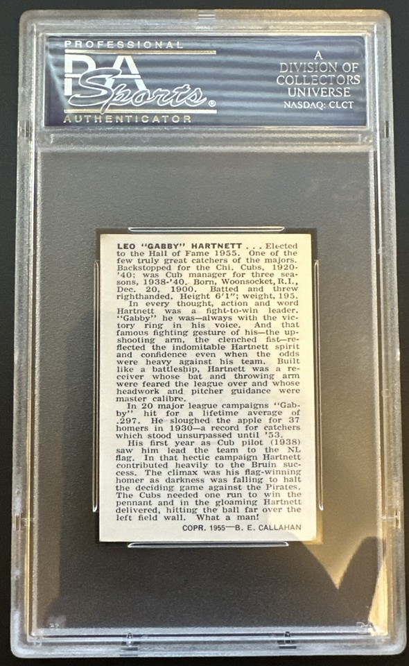 1950 Callahan HOF - Leo Gabby Hartnett PSA 5.5 EX+ (Short Print) | eBay