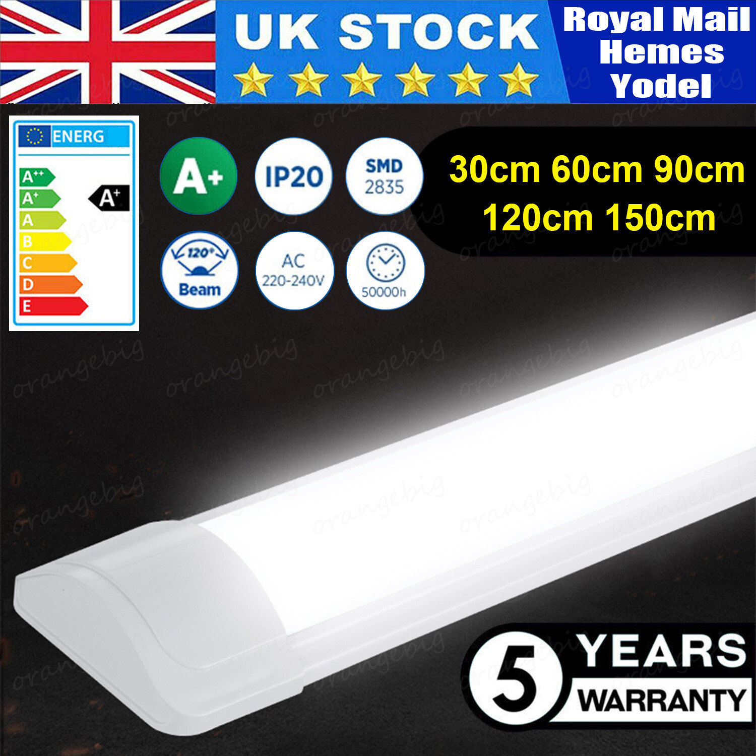 LED Strip Light Batten Tube Office Shop 1FT 2FT 3FT 4FT 5FT Garage ...