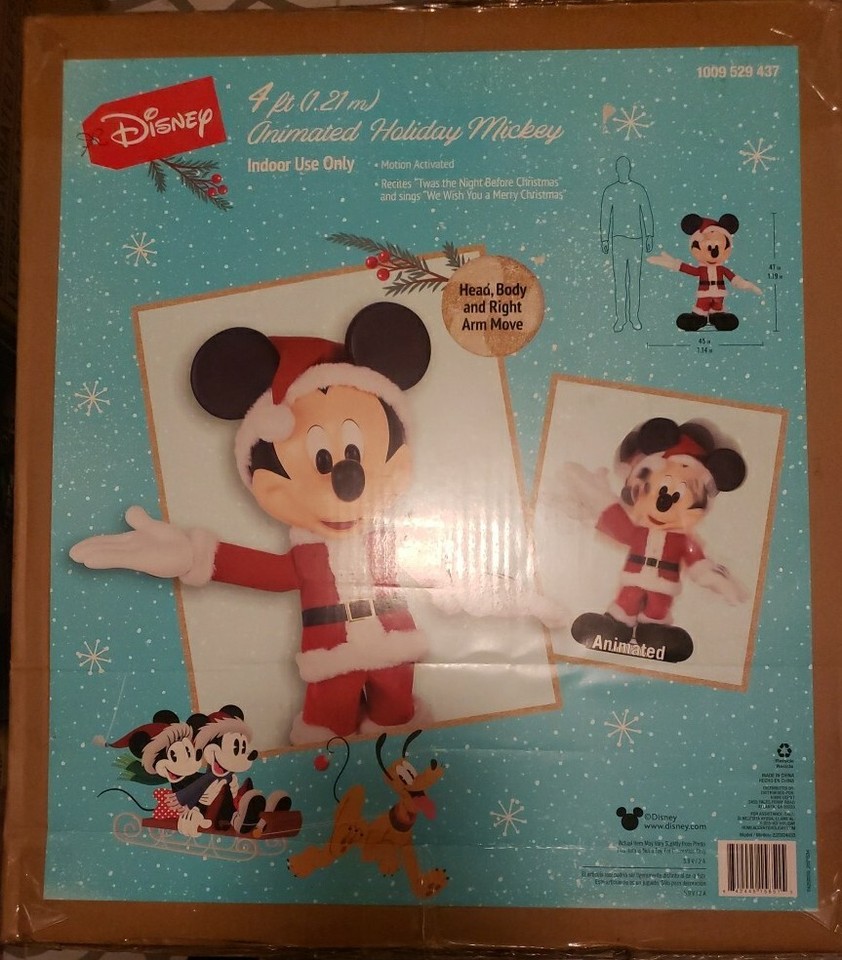Disney 4 ft Animated Holiday Santa Mickey Mouse Christmas Animatronic ...