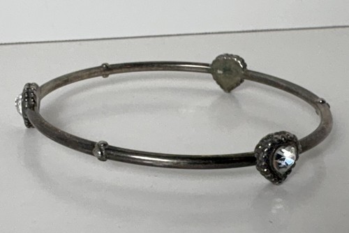 Brighton TWINKLE HEARTS TRIO Swarovski Crystal Silver Plated Bangle Bracelet | eBay