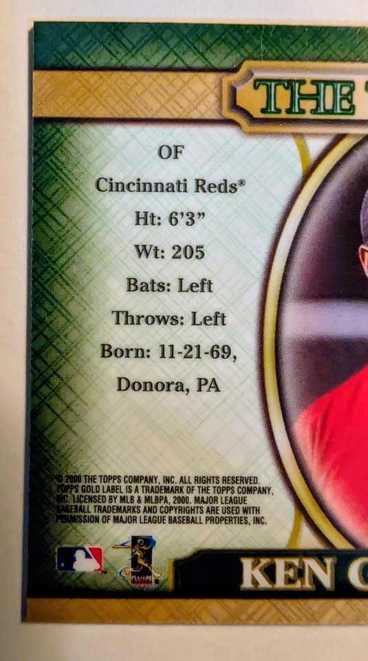 Ken Griffey Jr 2000 Topps Gold Label The Treasury #T1 | eBay