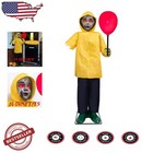 Life Size Pennywise Animatronic Prop - Sound Activated Red Glow Balloon ...