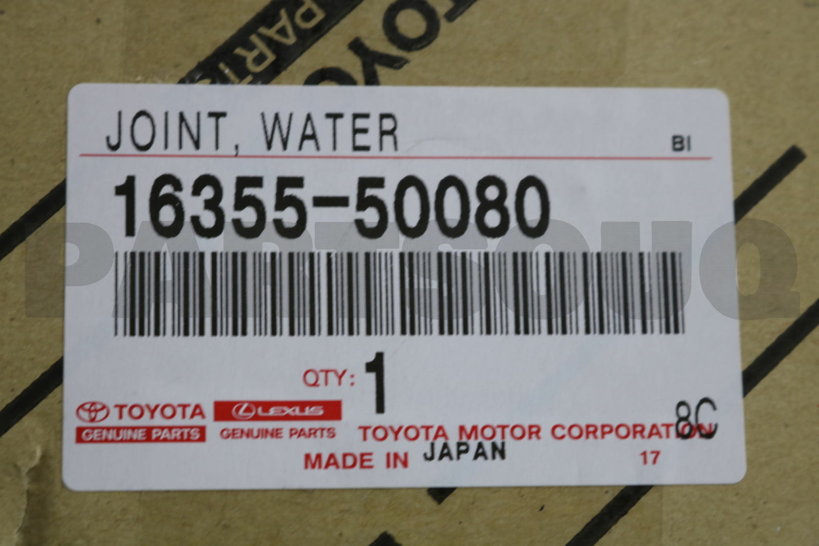 1635550080 Genuine Toyota JOINT, WATER BY-PASS, FRONT 16355-50080 | eBay