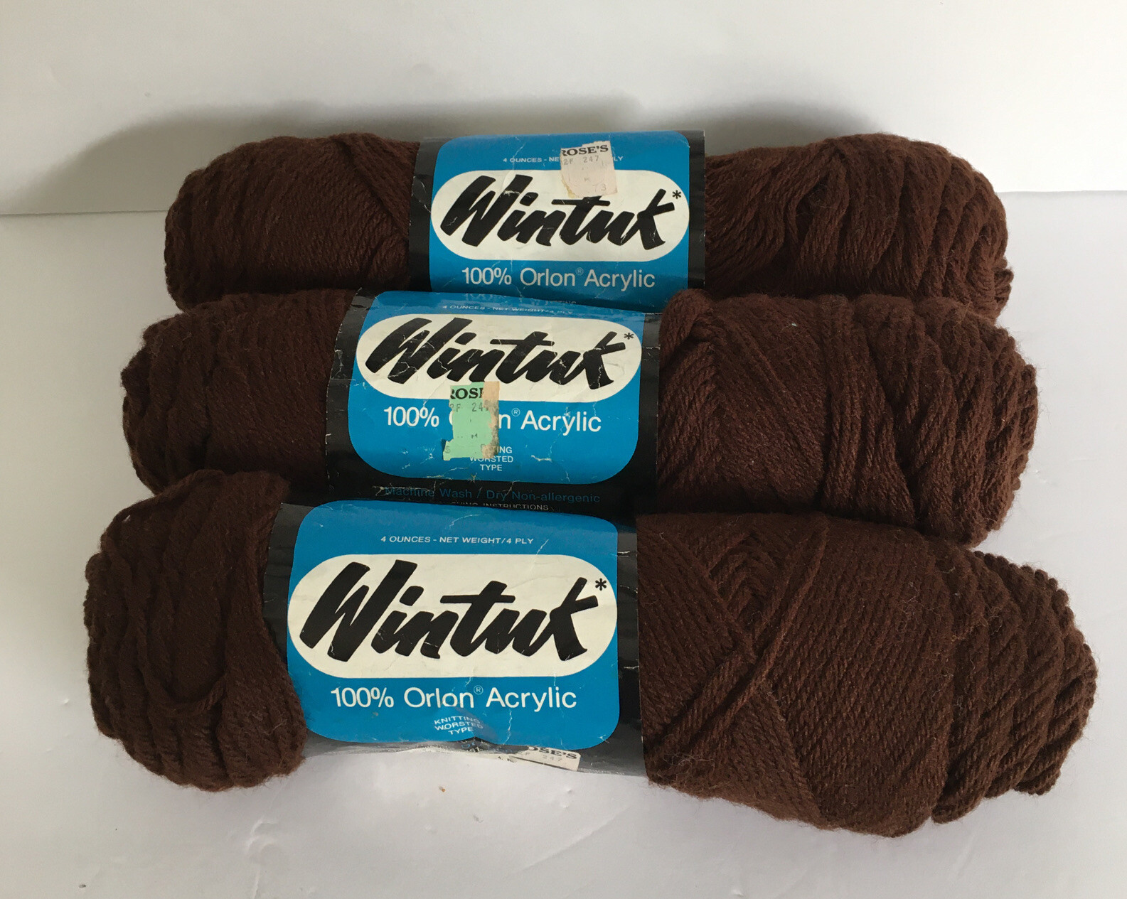 3 SKEINS WINTUK ORLON ACRYLIC KNITTING YARN BROWN #17 NEW | eBay