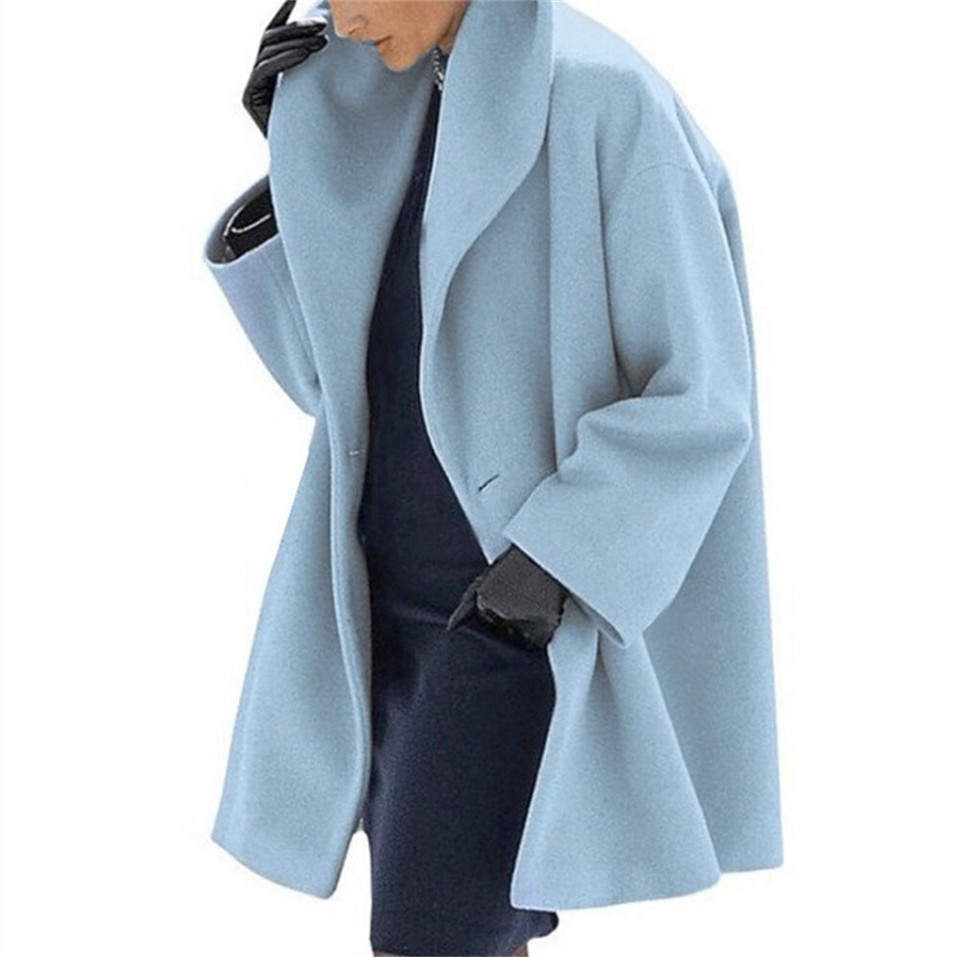 Women Winter Wool Blend Coats Mid Long Trench Coat Open Front One ...