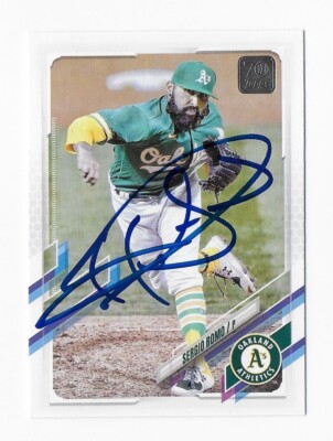 2021 TOPPS #576 SERGIO ROMO ATHLETICS JAYS AUTOGRAPHED SIGNED BASEBALL ...