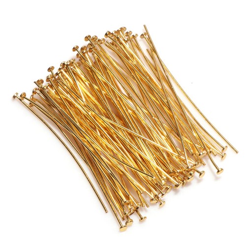 100 Pcs Flat Head Pins 18k Gold Plated 20 Gauge 2 Inch Eye Pin | eBay