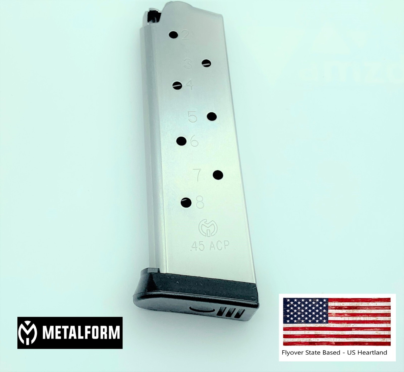 METALFORM 1911 MAGAZINE FS GOVT 45 AUTO MAG 8 ROUND Stainless FIT COLT ...