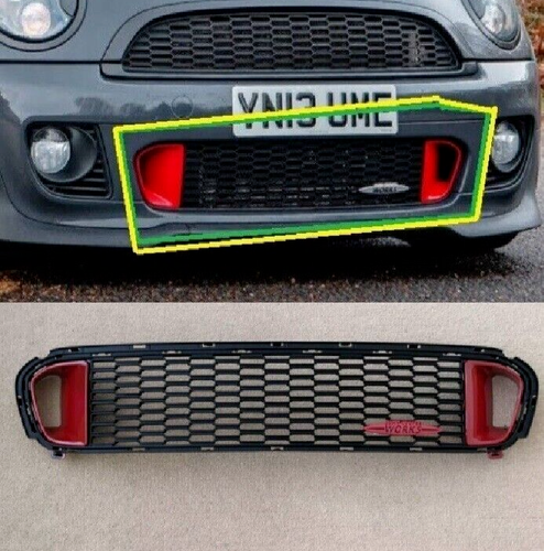 R56 MINI Cooper S JCW Front Bumper Grille Red Brake Ducts Large Red ...