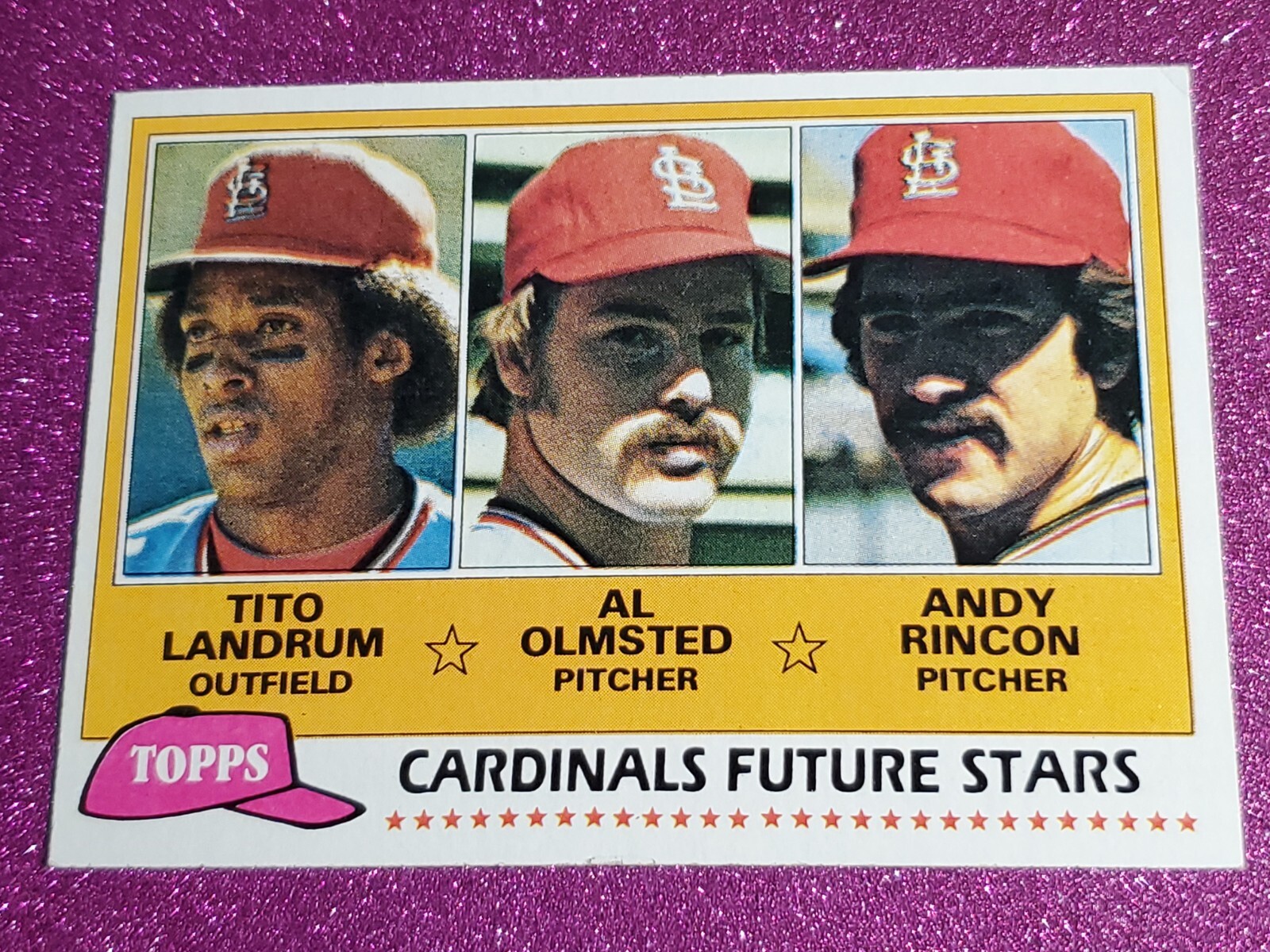 1981 Topps #244 Tito Landrum Al Olmsted Andy Rincon RC St Louis ...