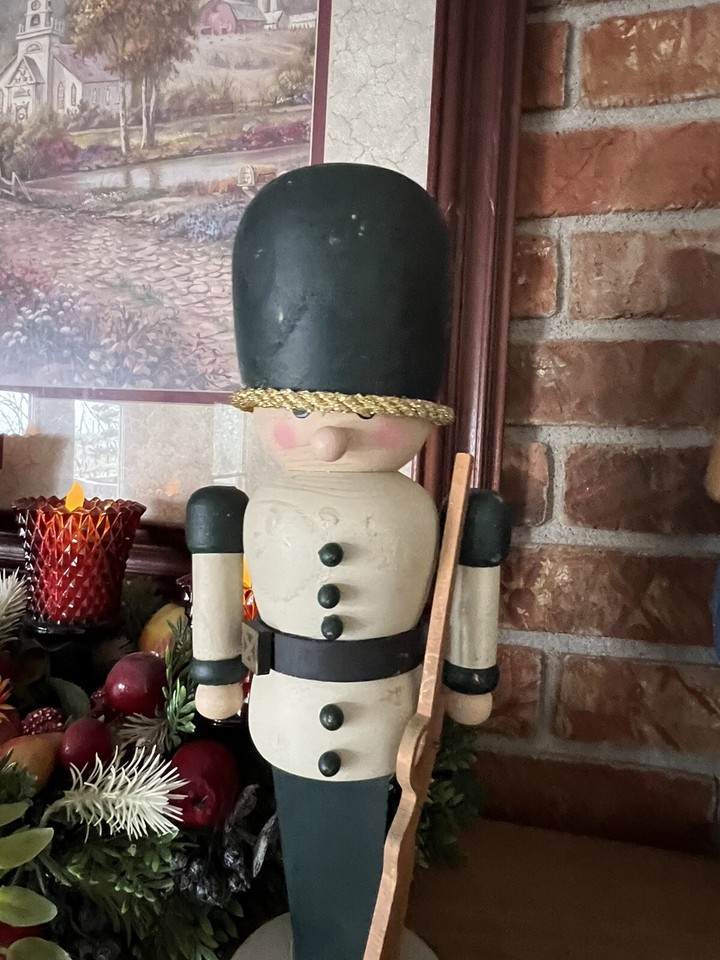 Rare Vintage 1970 Solid Wood Hand Crafted Nut Cracker Holding A Wooden ...