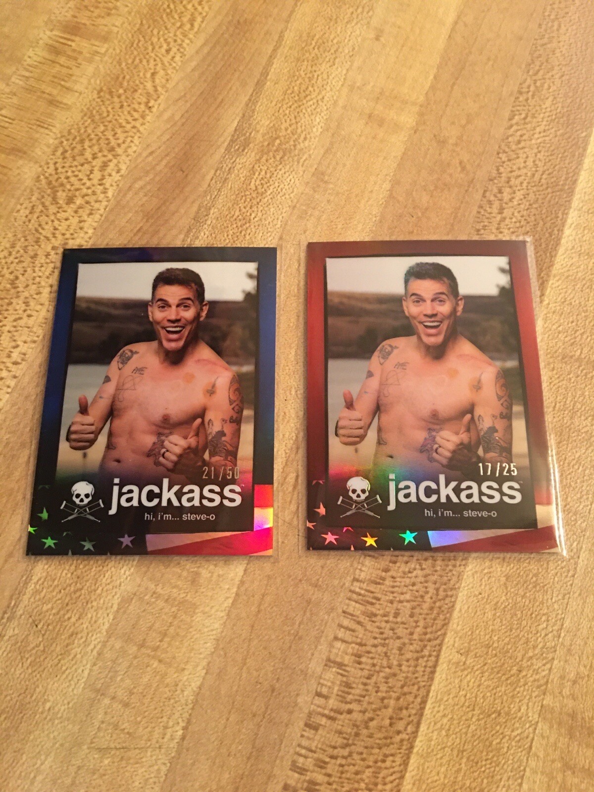 2022 ZEROCOOL JACKASS STEVE-O CARD #3 BLUE 21/50 & RED PARALLEL 17/25 ...