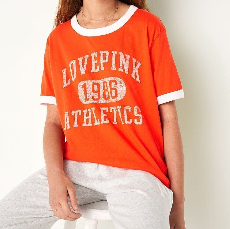 Victoria's Secret PINK CAMPUS / RINGER / HENLEY SHORT SLEEVE T-SHIRT XS ...