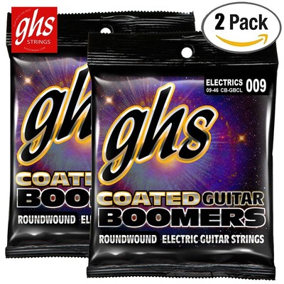 2-PACK GHS CB-GBCL Coated Boomers Custom Light Electric Guitar Strings ...