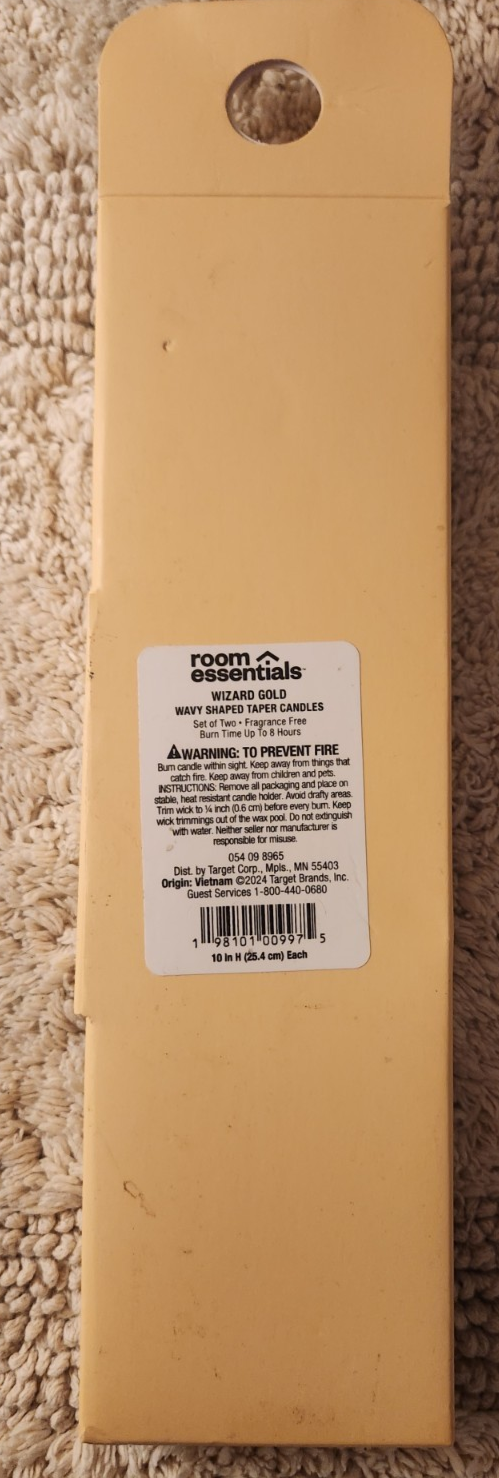 10” Set of 2 Wizard Gold Wavy Shaped Taper Candle by Room Essentials | eBay