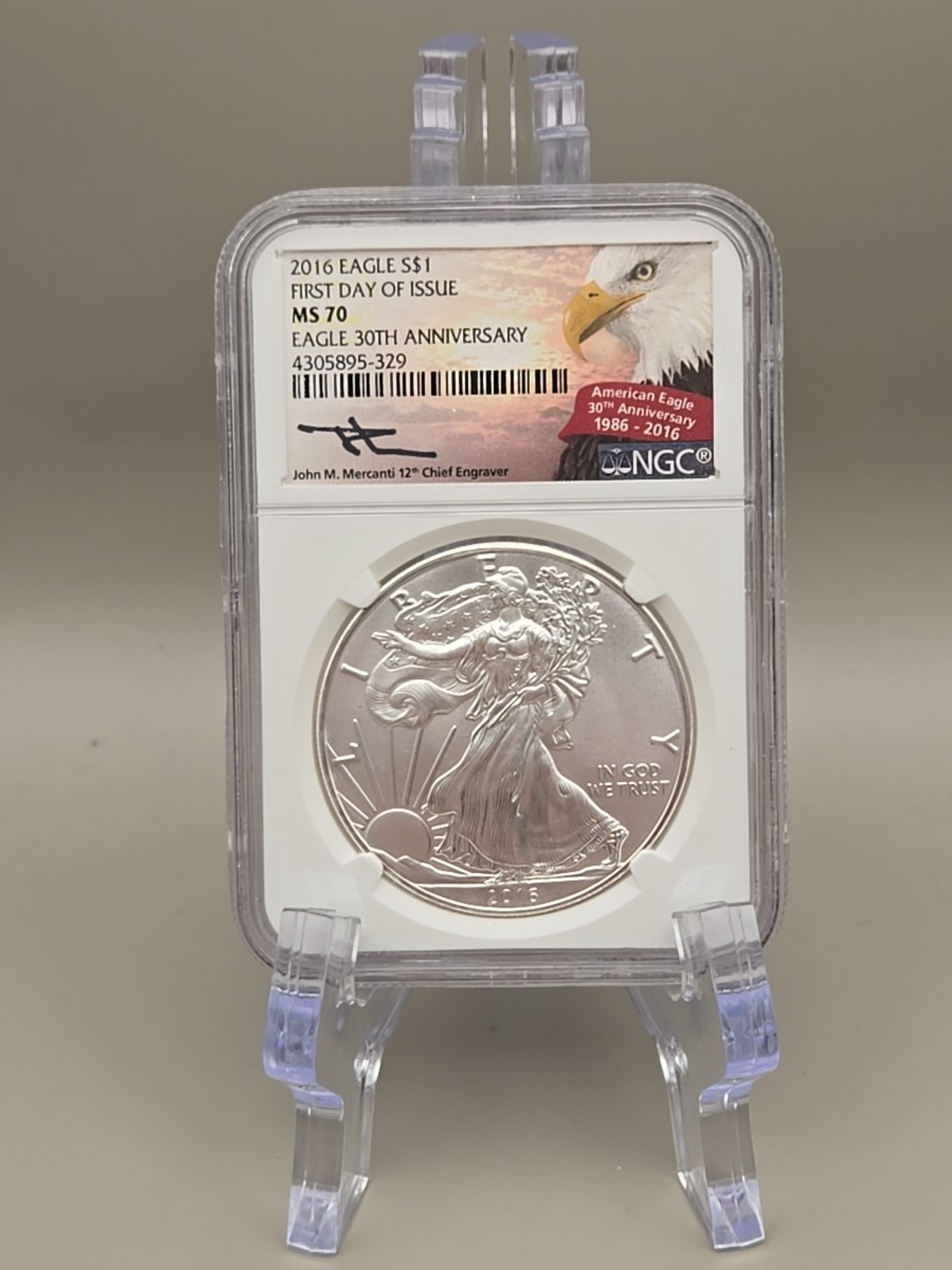 2016 American Silver Eagle First Day Of Issue 30th Anniversary Eagle ...