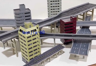 HO/N Scale Road Model Highway Street Bridge Model Scene Diorama ...