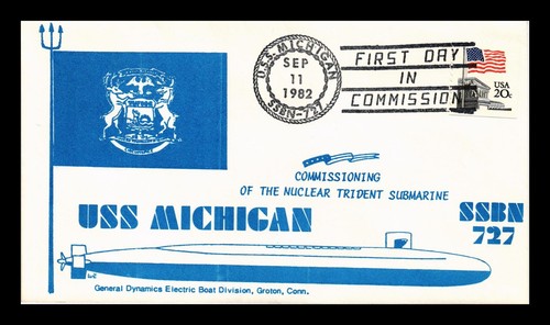US NAVAL COVER USS MICHIGAN SSBN-727 COMMISSIONING NUCLEAR TRIDENT ...