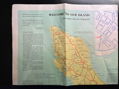 Curacao Netherland Antilles Road Map 1968 Vintage Hertz Welcome To Our ...