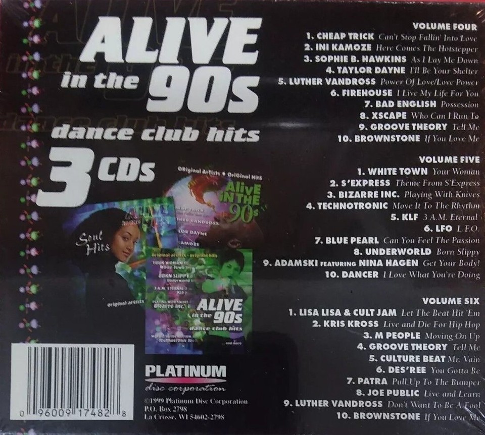 ALIVE IN THE 90S DANCE CLUB HITS VOL. 4, 5 & 6 (3 CDs, 1999) BRAND NEW ...