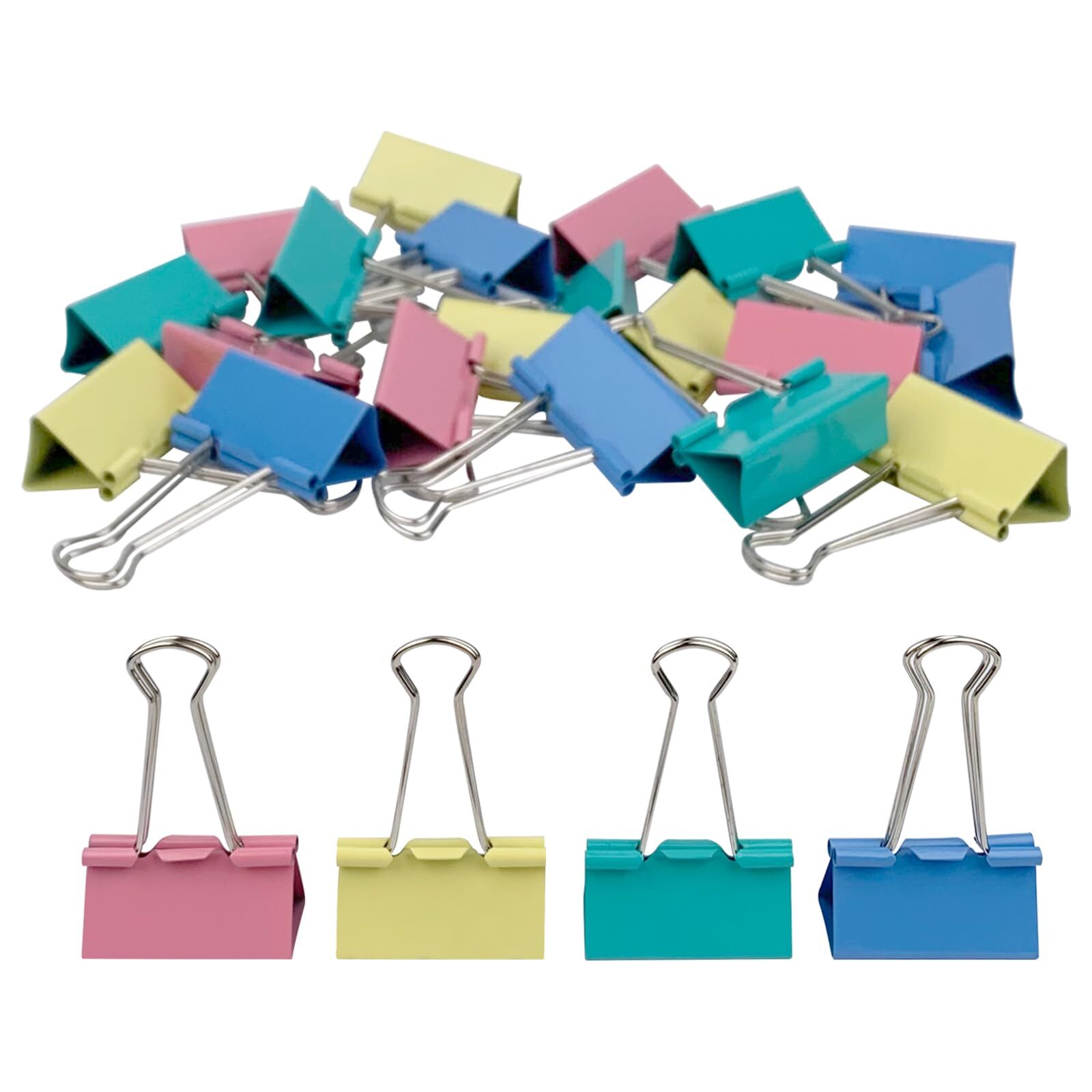 Large Binder Clips, 1.6 inch, 24 Pack, Colored Binder Clips, Paper ...