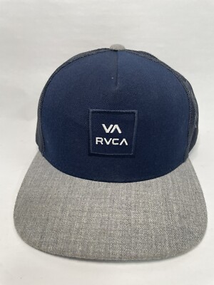 VA RVCA Hat Cap Mens Gray BlueSnapback Mesh Trucker Surfer Surfing ...