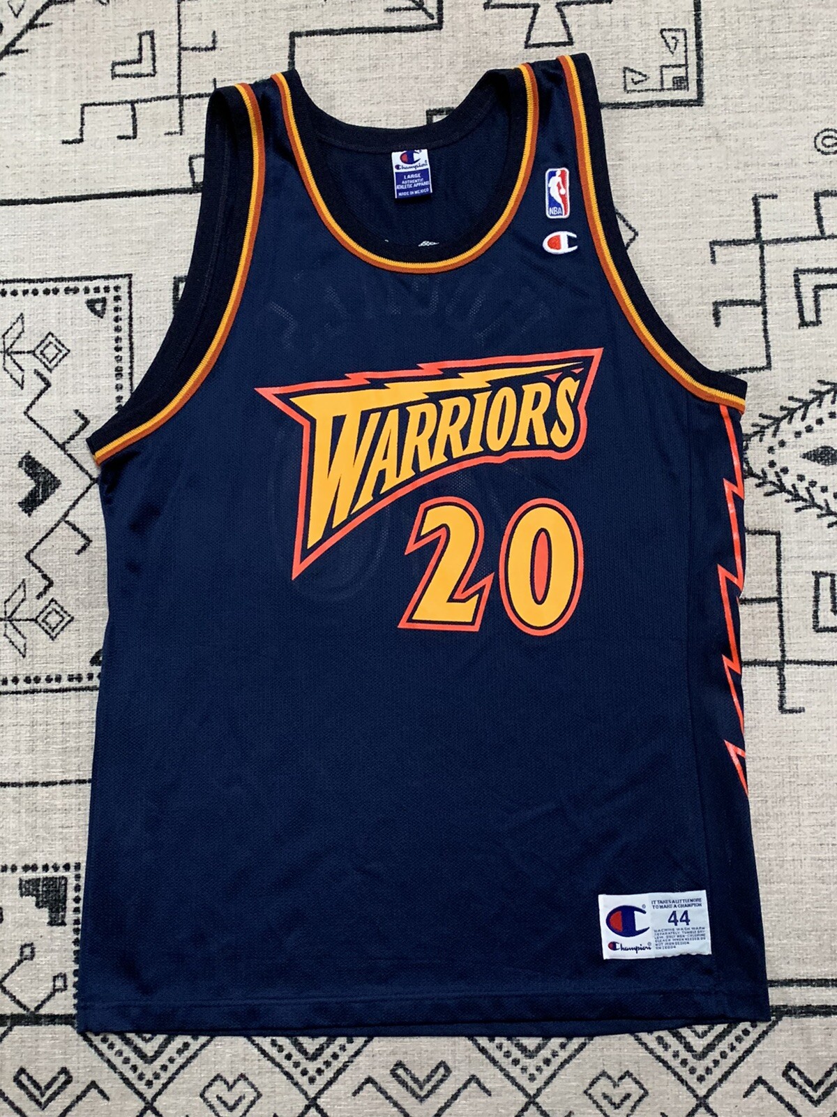 Larry Hughes Champion Jersey 44 Large Golden State Warriors Bolt ...