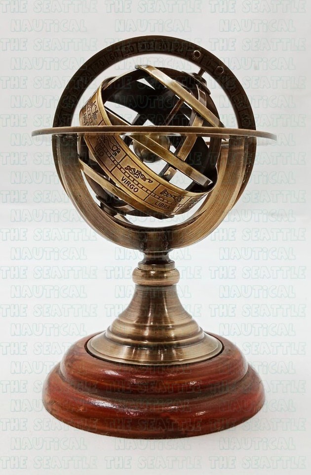 Brass Antique Armillary Globe Sphere Astrolabe Maritime Nautical Table ...