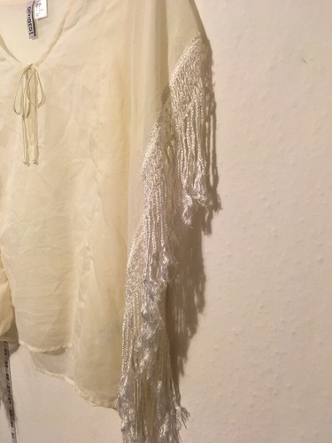 H&M Divided Women’s Blouse Ivory Cream Keyhole Tassels Sz 4 RN101255 ...