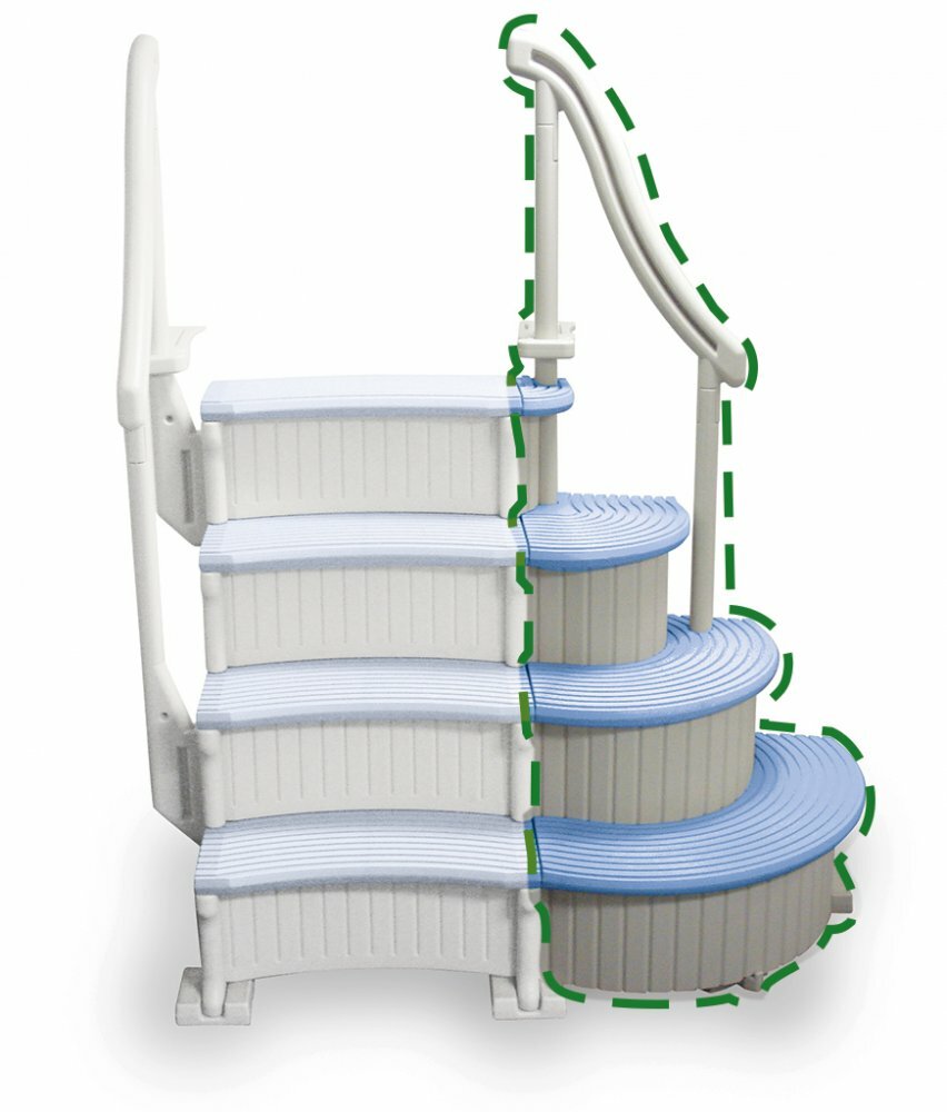 Confer Plastics Curve Above Ground Swimming Pool Steps With Blue Treads ...