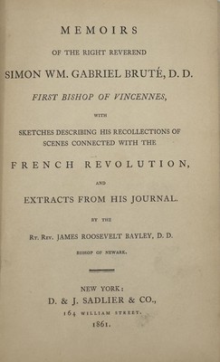 Rt Rev James Roosevelt BAYLEY / MEMOIRS OF THE RIGHT REVEREND SIMON WM ...