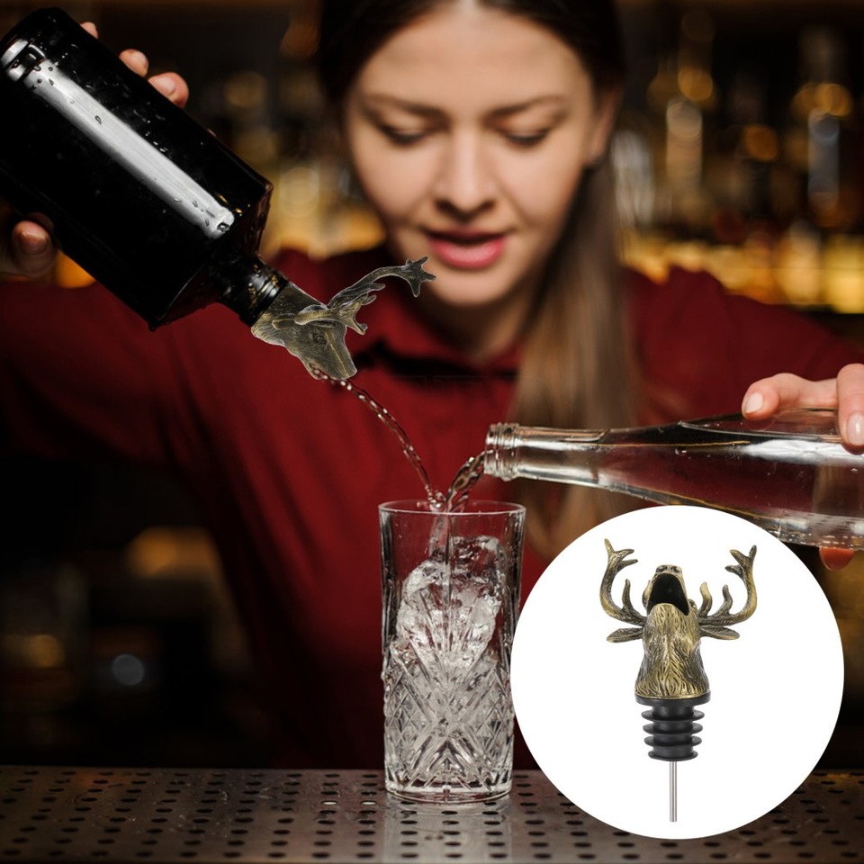 Decorative Elk Head Wine Pourer Zinc Alloy Bottle Stopper For Wine ...