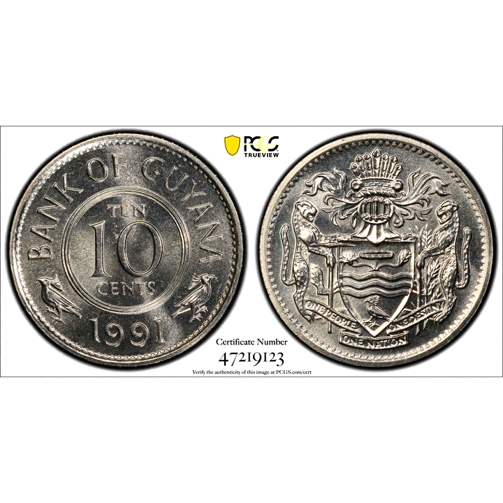 1991 Guyana 10 Cents, PCGS SP 68, KM-33, King Norton’s Mint, Superb | eBay