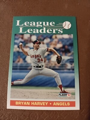1992 BRYAN HARVEY FLEER LEAGUE LEADERS BASEBALL CARD #696 ANGELS | eBay